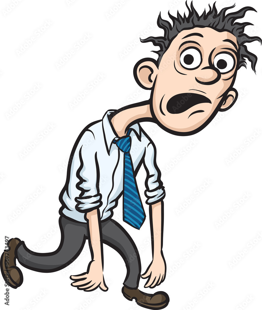 cartoon exhausted businessman going home on white background - PNG ...