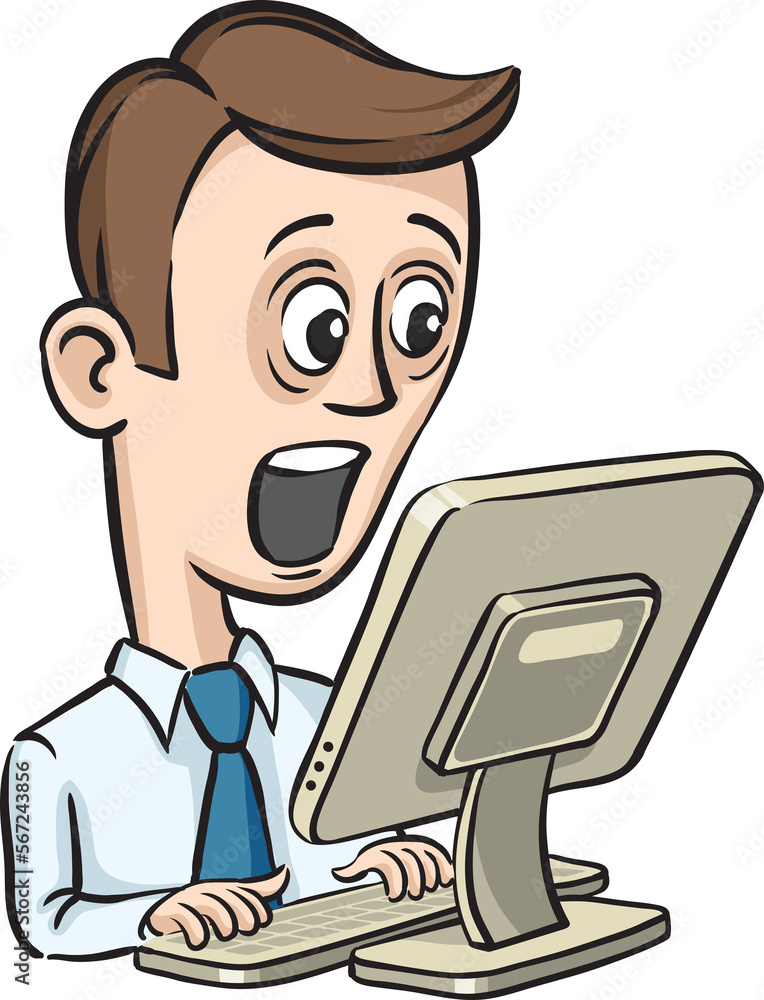 surprised businessman and desktop computer - PNG image with transparent ...