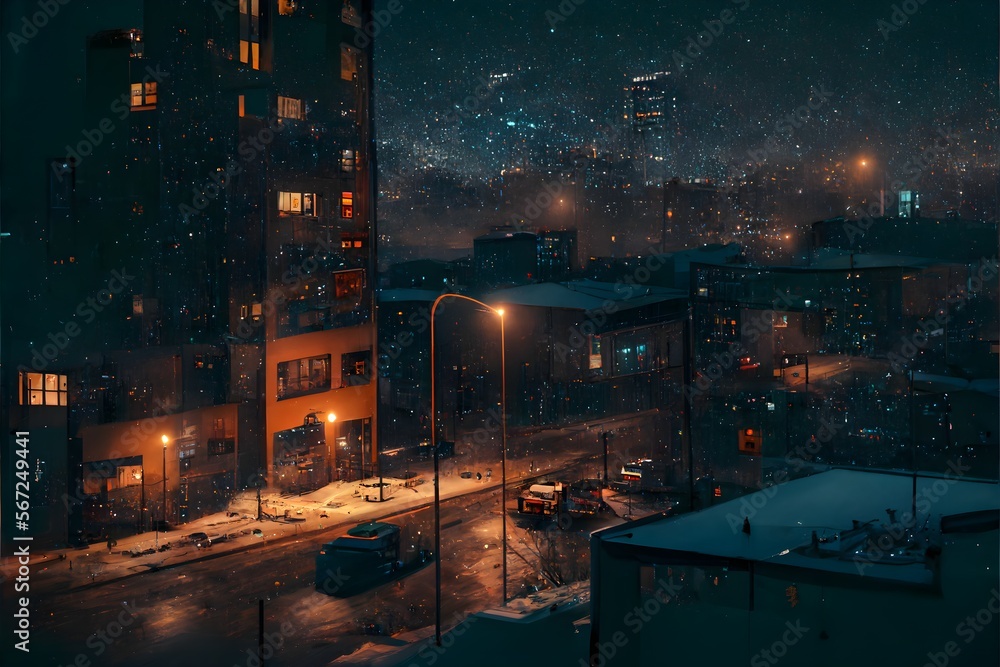 Outside City Night Sky highly detailed photorealistic cinematic ...