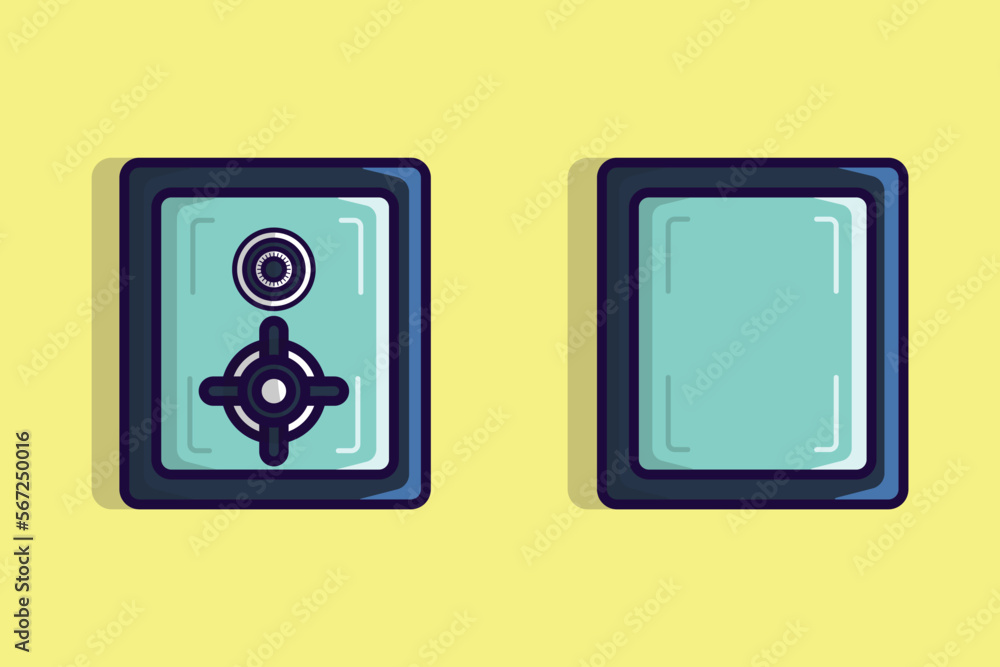 Bank Save Vault Box with Front and Back view vector illustration ...