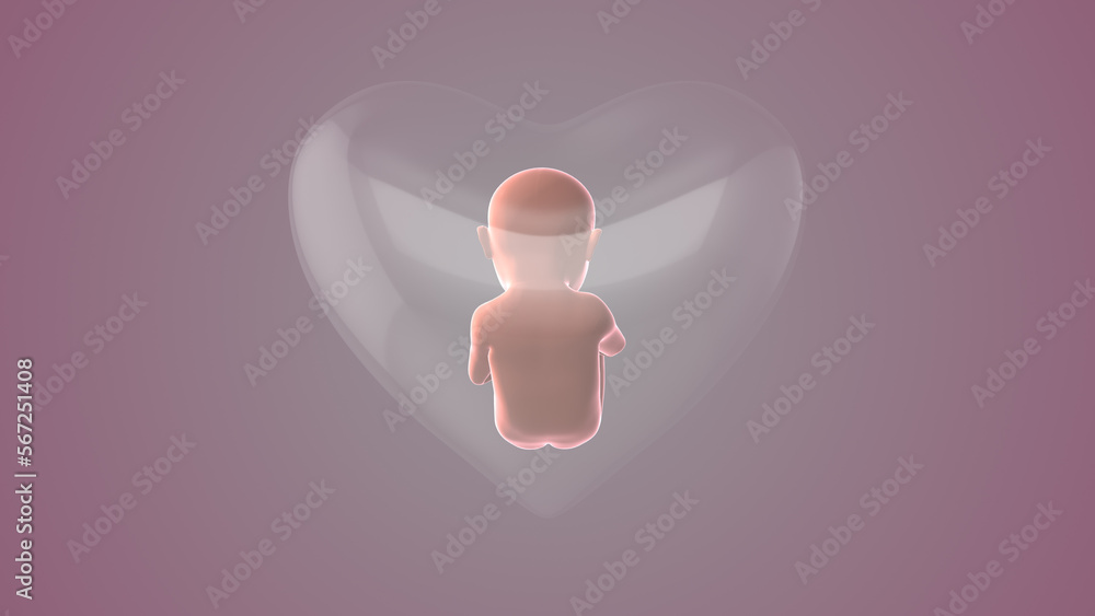 Fetus inside the heart shape of womb Stock Illustration | Adobe Stock
