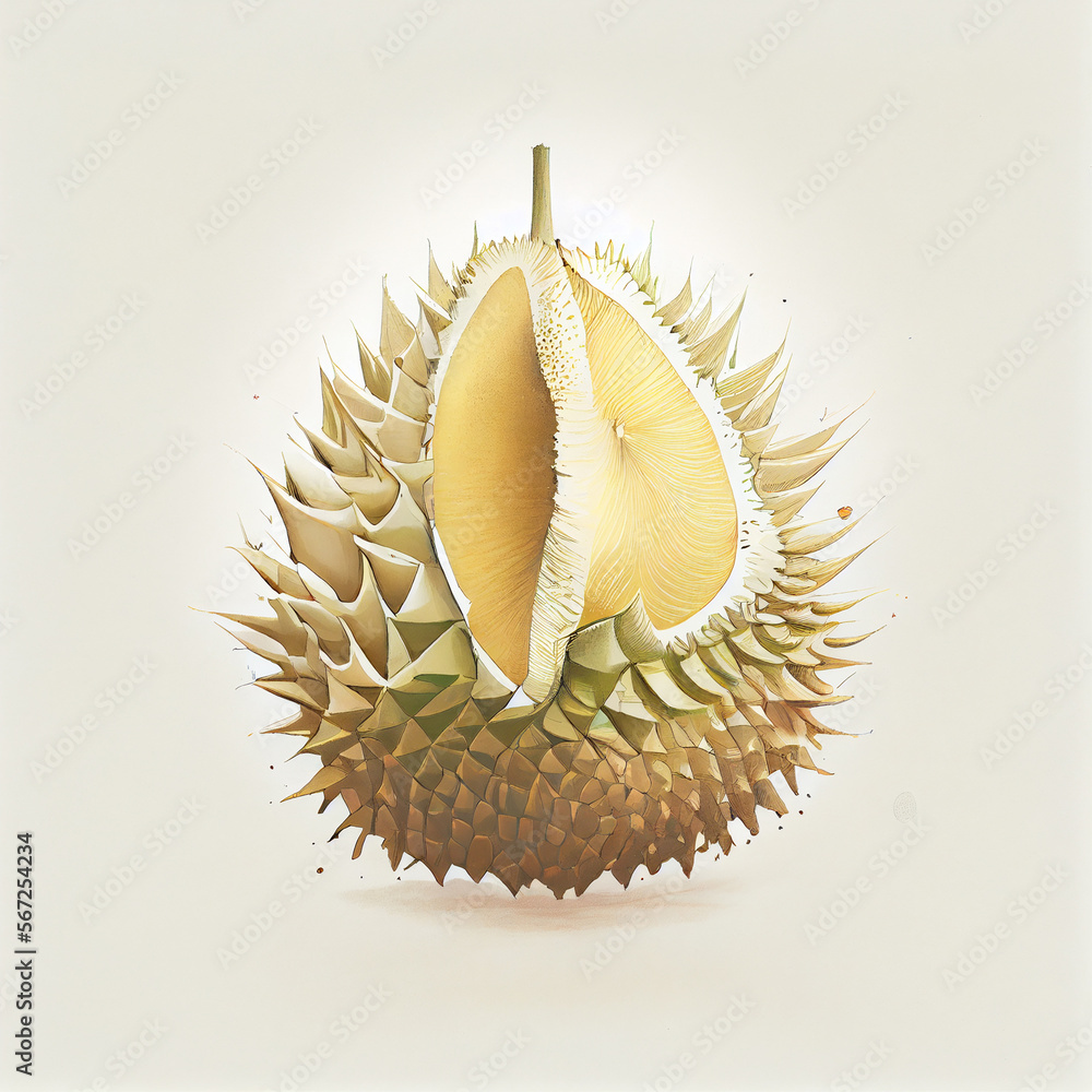 Cartoon. Illustration of a durian fruit. generative ai Stock ...