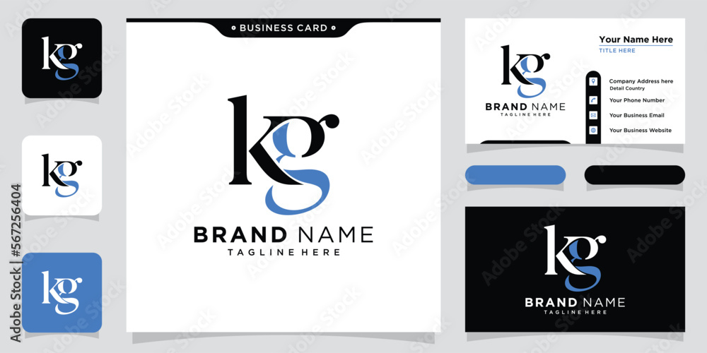 Modern letter KG logo design Vector. Initial linked letter KG logo ...