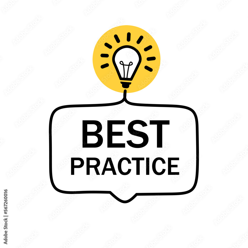 Best practice banner lightbulb icon design. Modern vector illustration ...