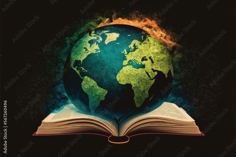book on the earth, world book day, education concept, Made by AI ...