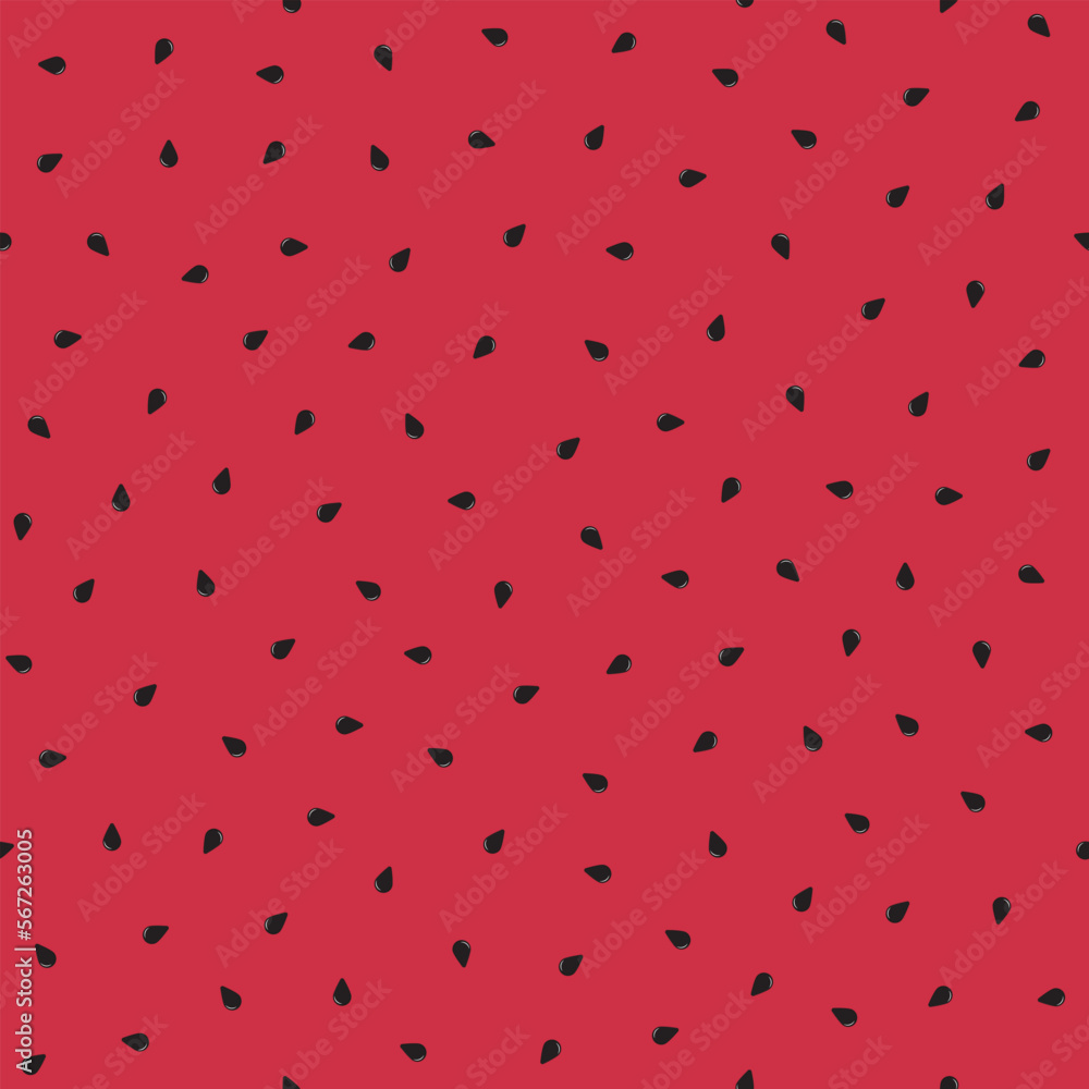 Seamless pattern of red watermelon seeds elements. Minimalist style ...