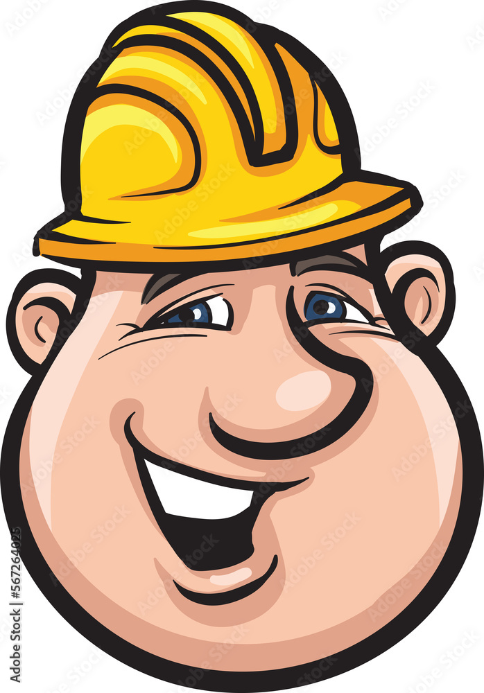 cartoon smiling construction worker face - PNG image with transparent ...