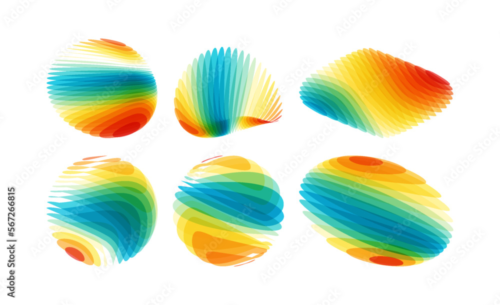 Set of various overlapping elements. Spheres. Ellipse. Abstract geometric design. Vector ...