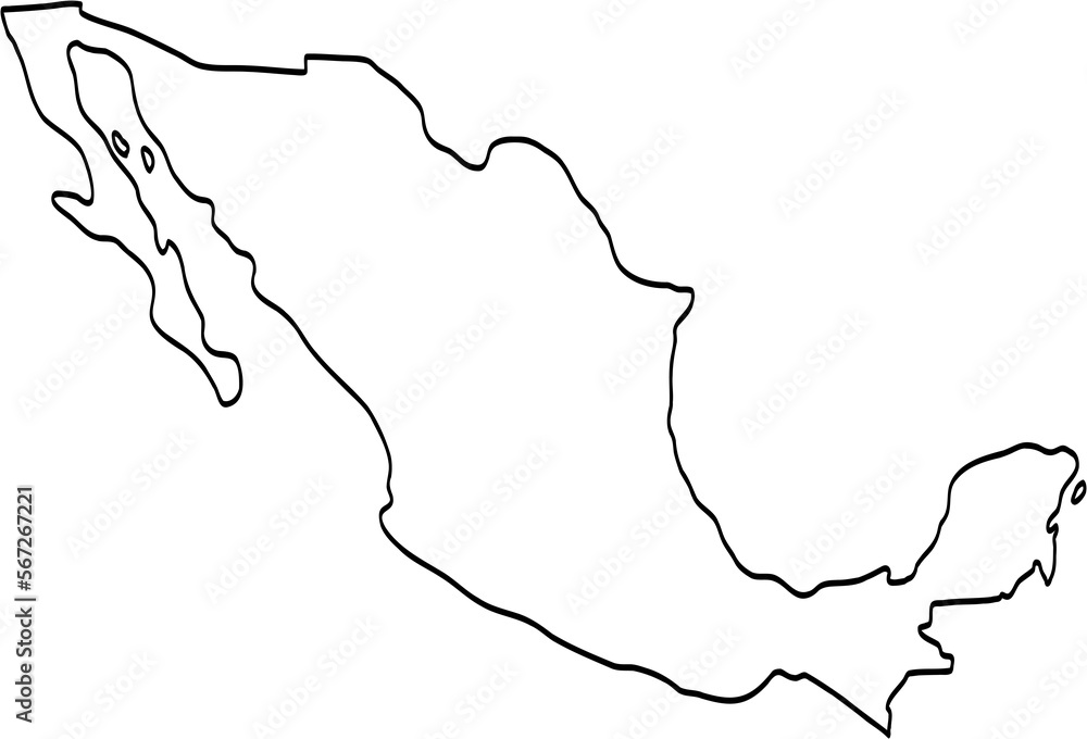 doodle freehand drawing of mexico map. Stock Illustration | Adobe Stock