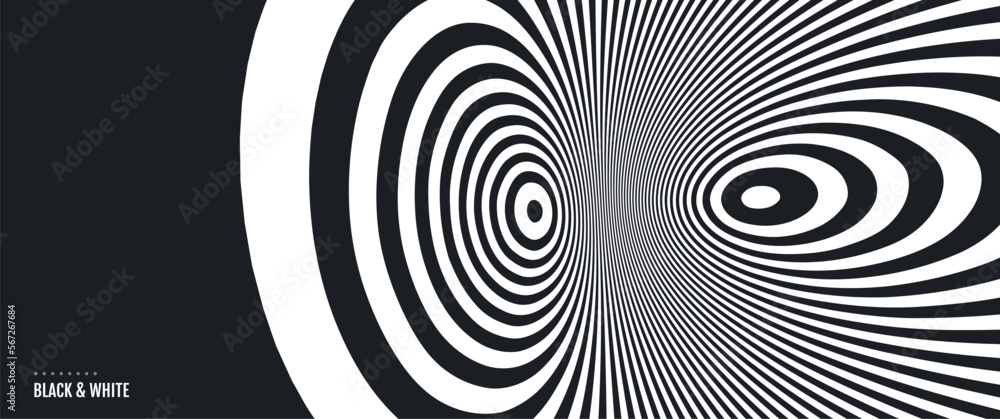 Abstract background made of distorted lines. Pattern with optical illusion. Psychedelic stripes ...