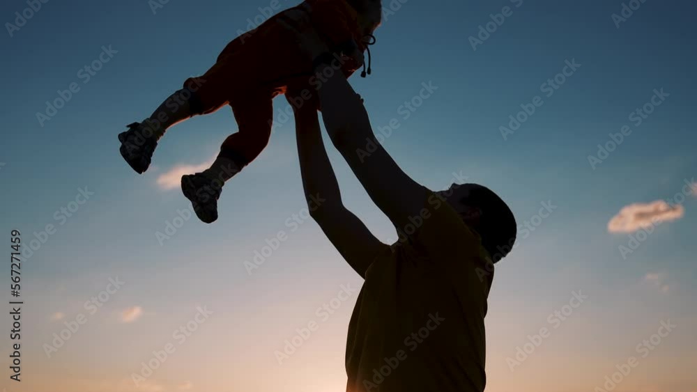 Father, child. family spends happy moments in nature. Happy family ...