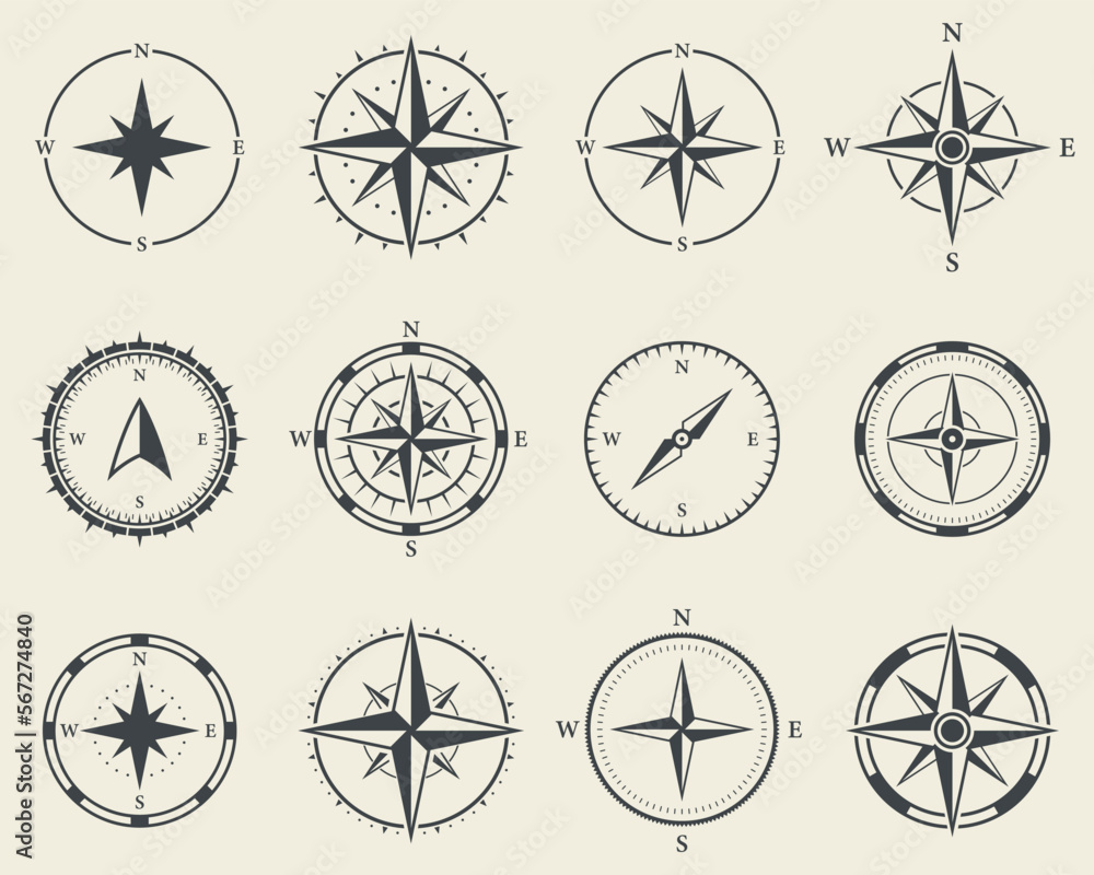 Vetor de Adventure Direction Arrow to North South West East Orientation ...