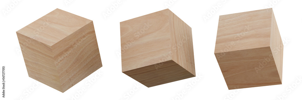 3D render. Wood cube isolated on transparent background - PNG format ...