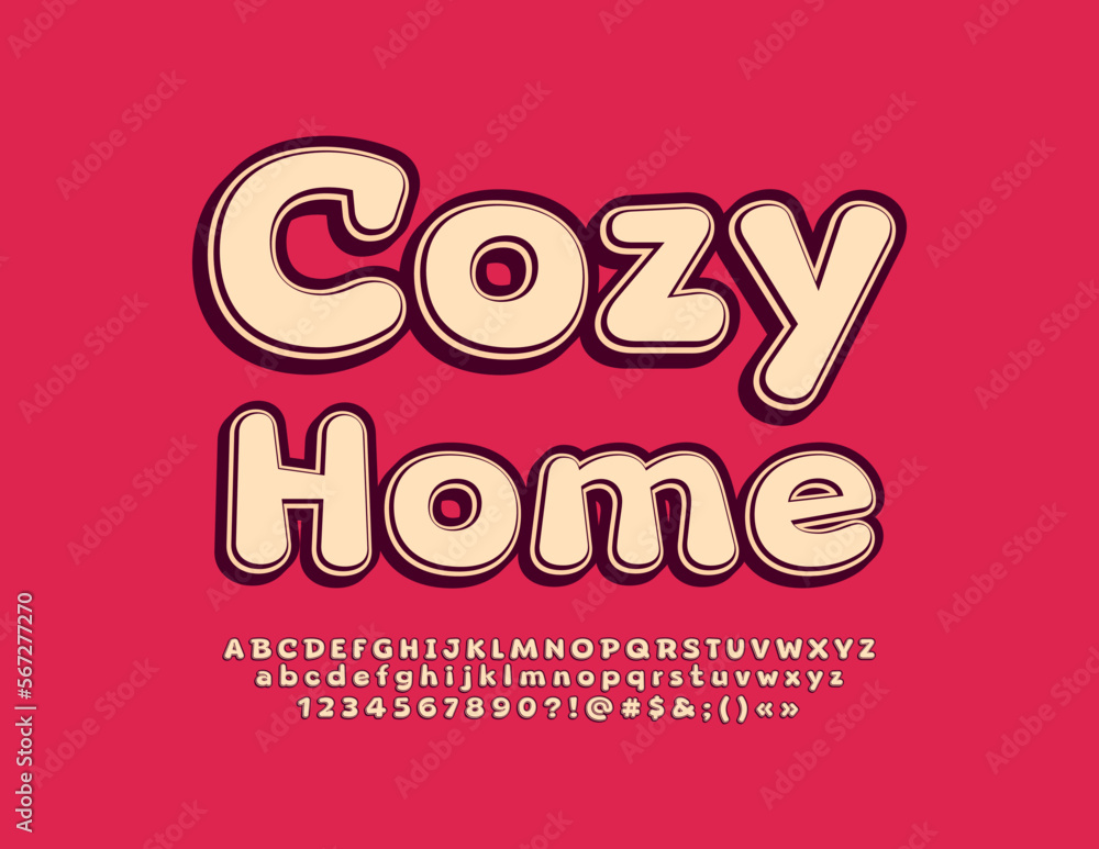 Vector stylish Emblem Cozy Home. Modern Bright Font. Vintage Alphabet ...