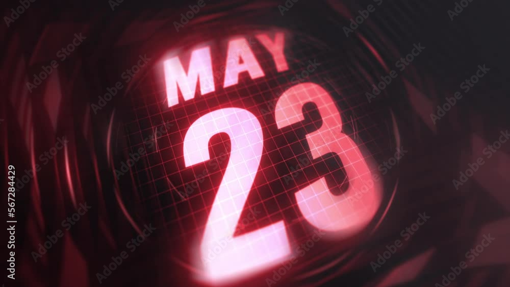 23 May in 3d motion graphic. Infrared calendar in futuristic and tech ...