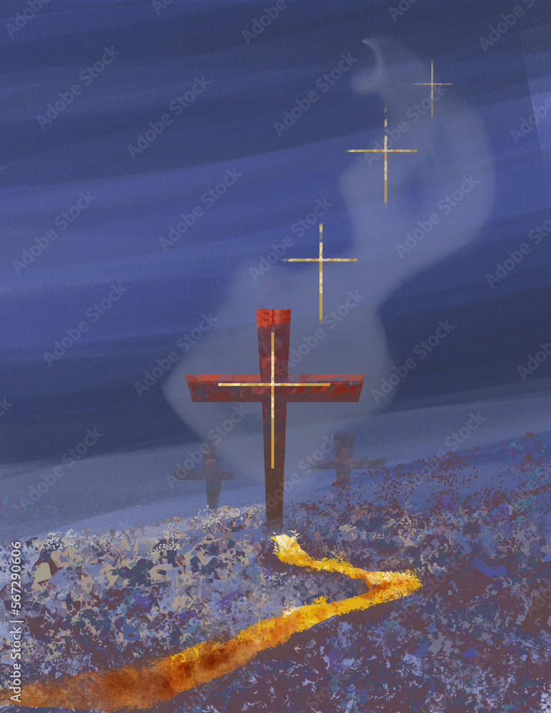 Lent illustration of the atoning crucifixion of Jesus Christ on Good ...