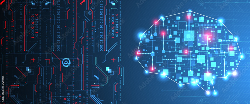 Abstract background on the theme of artificial intelligence. Brain ...