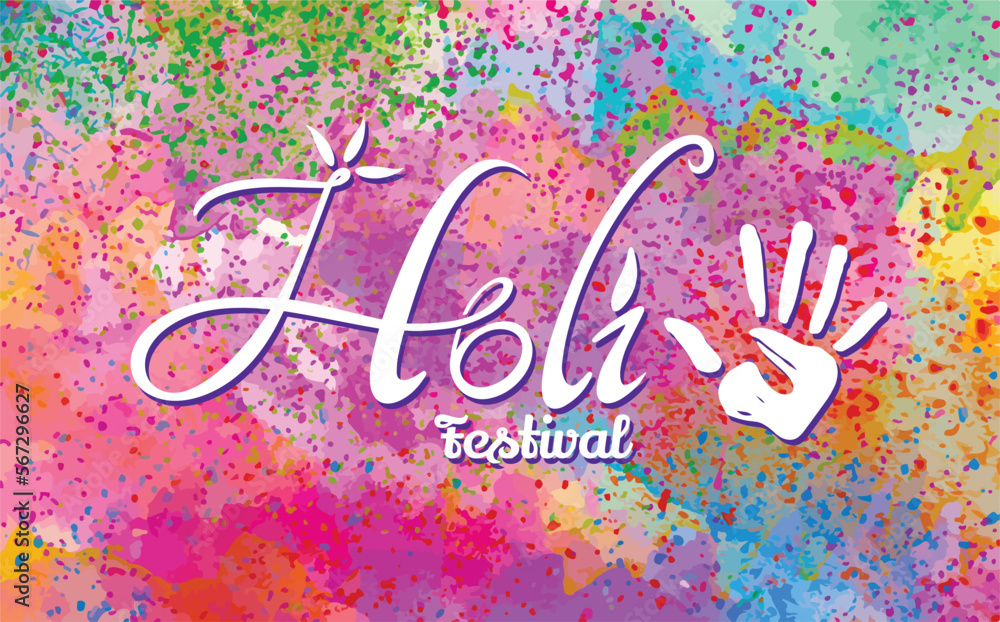 holi inscription banner background and watercolor splash Stock Vector ...