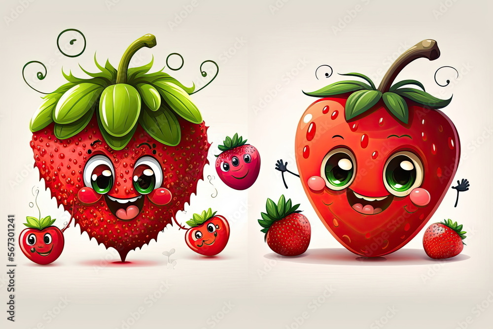 cartoon characters of fruit, happy and smile, cute fruit monsters ...