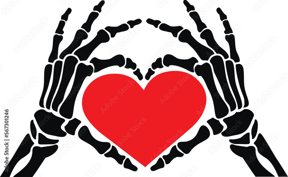 Hand heart skeleton, grunge vintage design t shirts Stock Vector ...
