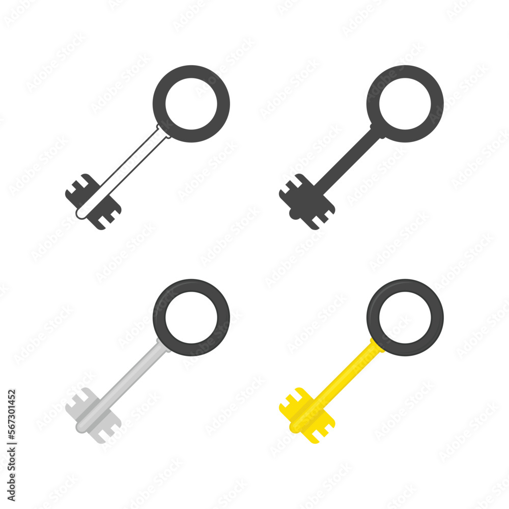 Key icon set. Keys silhouette, Golden keys signs isolated on white ...