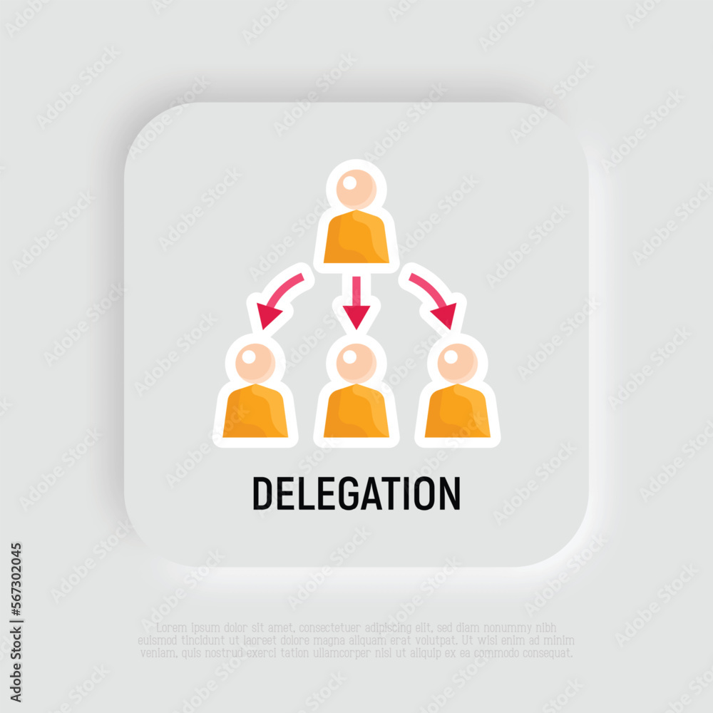 Delegate flat icon. Boss and employees. Corporate staff. Business ...