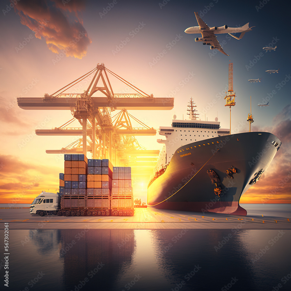 Growth in transportation and logistic network distribution. Container ...