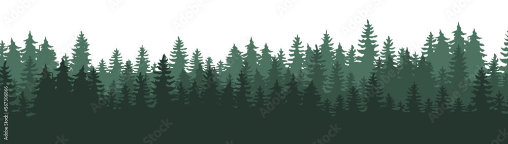 Poster Forest blackforest vector illustration banner landscape panorama - Green silhoue – Wall ...
