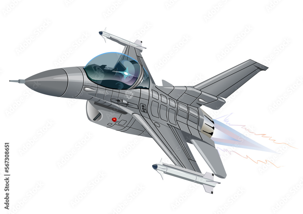 Cartoon Military Jet Fighter Plane Isolated Stock Vector | Adobe Stock