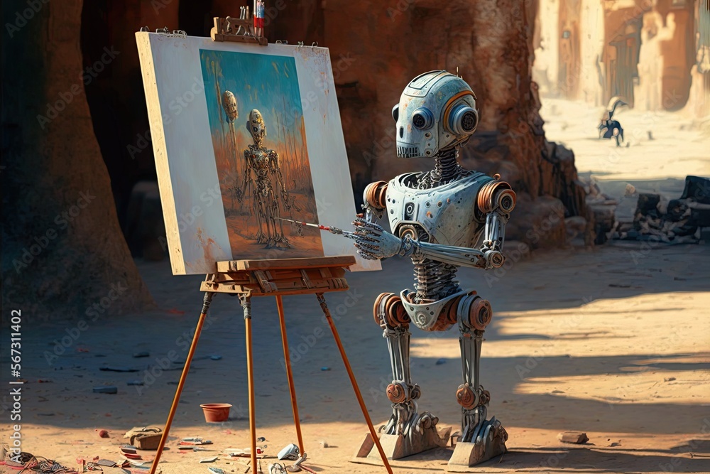 Robotic painter using Artificial Intelligence to produce a painting. AI ...