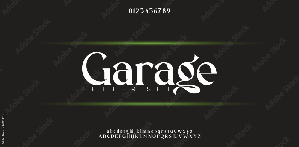 GARAGE Luxury letter fonts and alphabet set. Modern tech typeface ...