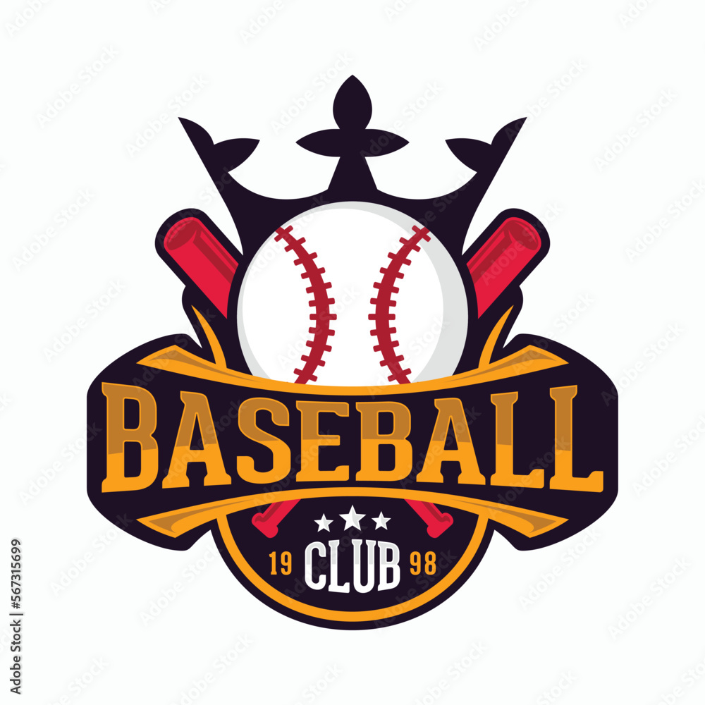 Baseball vector mascot logo design with crown Stock Vector | Adobe Stock