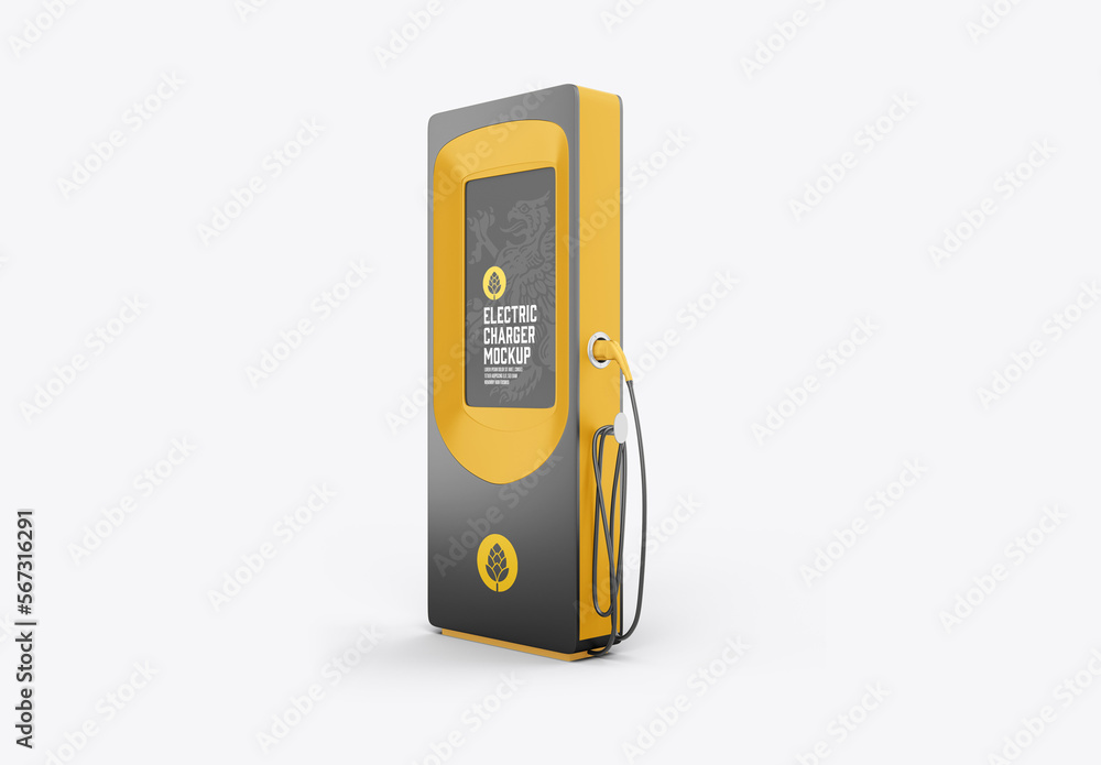 Electric Vehicle Charger Mockup Stock Template | Adobe Stock