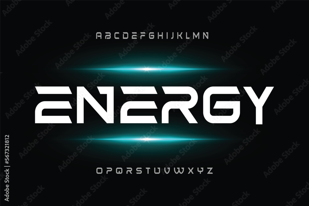 Vetor de ENERGY style alphabet. Thin segment line font, minimalist type ...