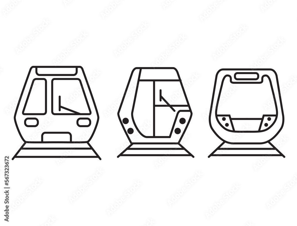 Subway train icon.Subway locomotive front view.Electric train outline ...