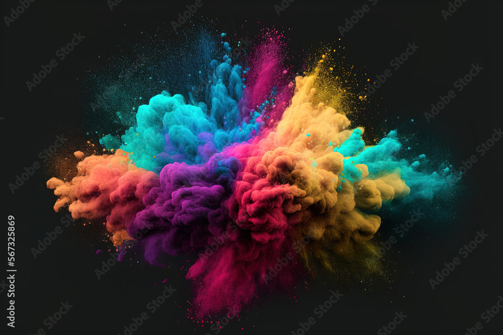 Cloud of Colored Powder on Black Background Digital Art - Redshift ...