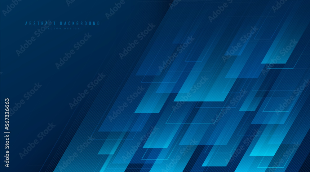 Abstract blue diagonal geometric overlay layer background with lines pattern. Diagonal rectangle ...