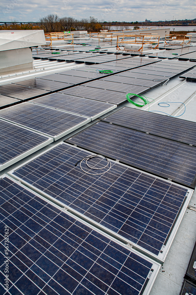 Commercial Solar Panel Installation on Roof Stock Photo | Adobe Stock