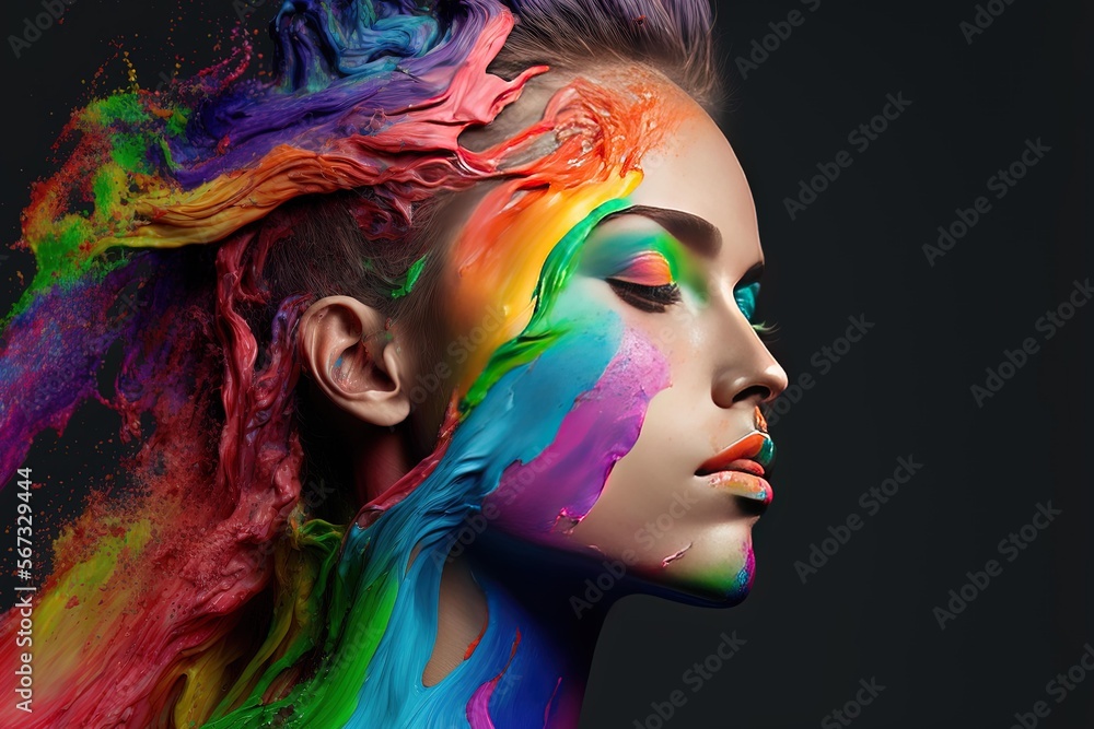 Ultra Realistic Art Photography of Woman with Colorful Airbrush Paint ...