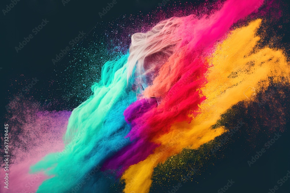 Color Field Digital Art of Person Throwing Colored Powder into Air ...