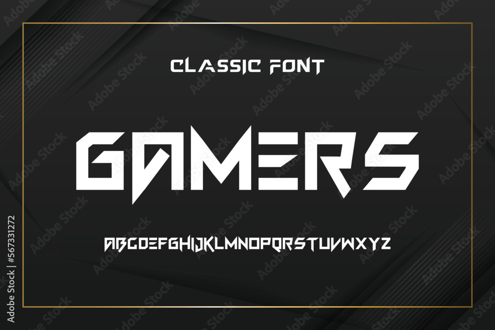 GAMERS Modern Bold Font. Regular Italic Number Typography urban style ...
