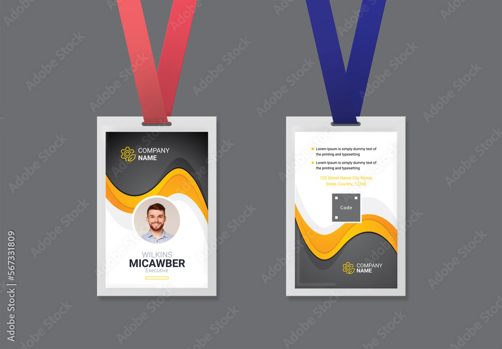 Employee ID Card Layout Stock Template | Adobe Stock