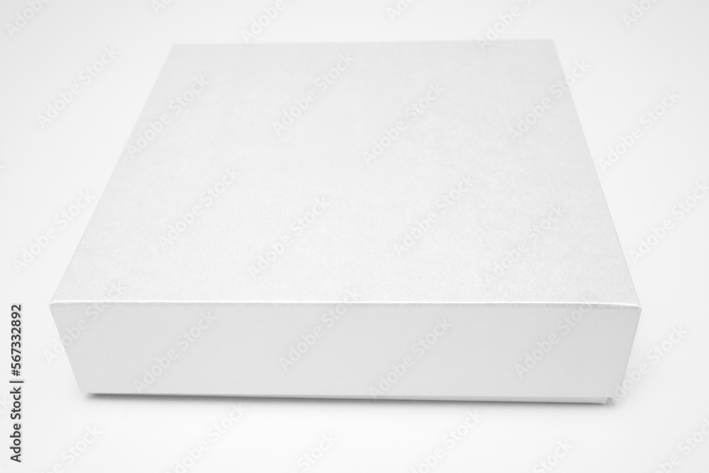 White textured box, gift mockup on white background.High resolution ...