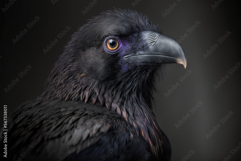studio portrait, black raven Stock Illustration | Adobe Stock