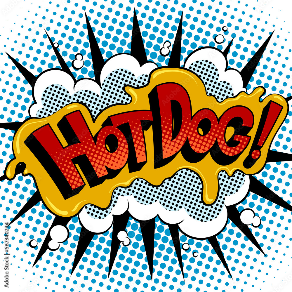 Hot dog word comic book pop art PNG illustration with transparent ...