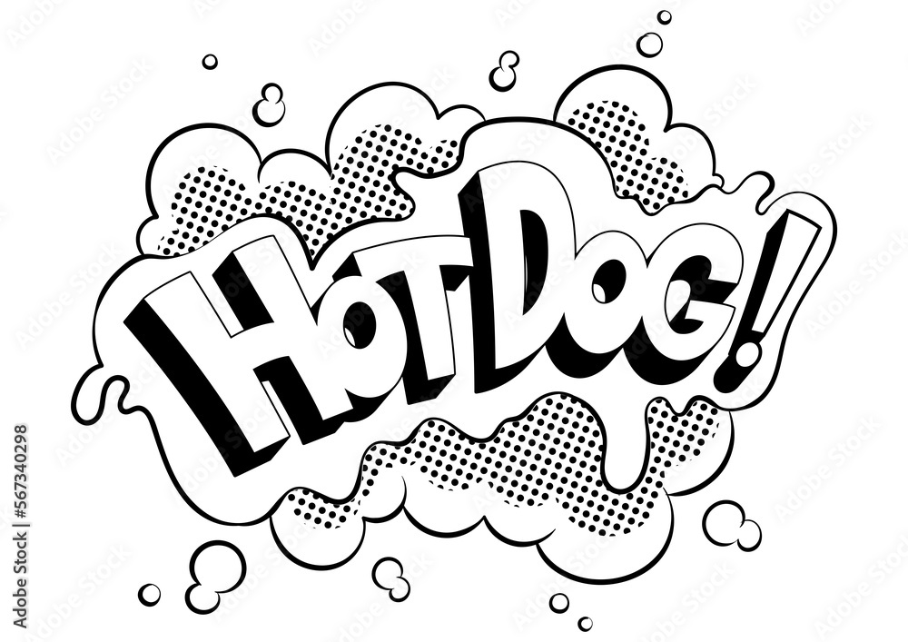 Hot dog word comic book coloring PNG illustration with transparent ...