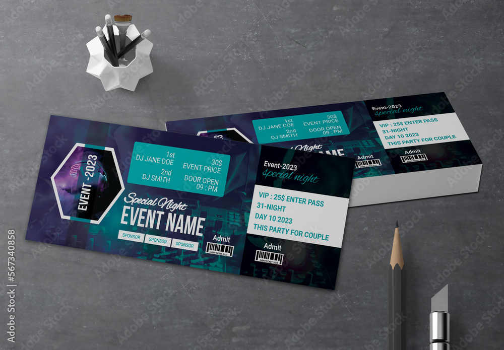 Special Night Event Ticket Design Template Stock Template | Adobe Stock
