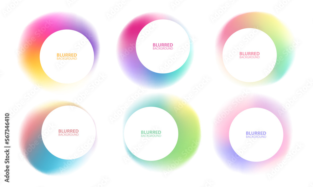 Vetor de Blurred round shapes and white circles. Set of abstract ...