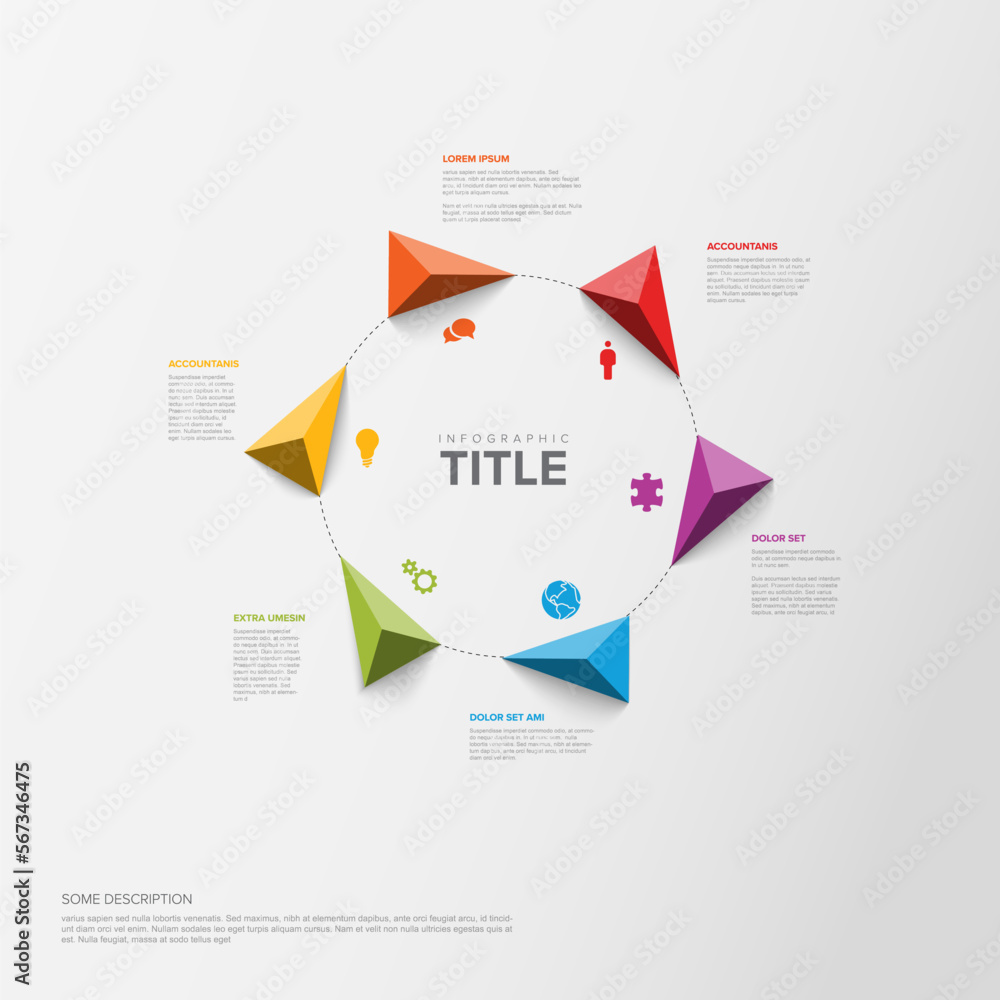 Vector multipurpose Infographic template with title and six triangle ...