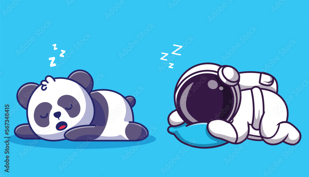 vector cute panda sleeping cartoon icon illustration. animal nature ...